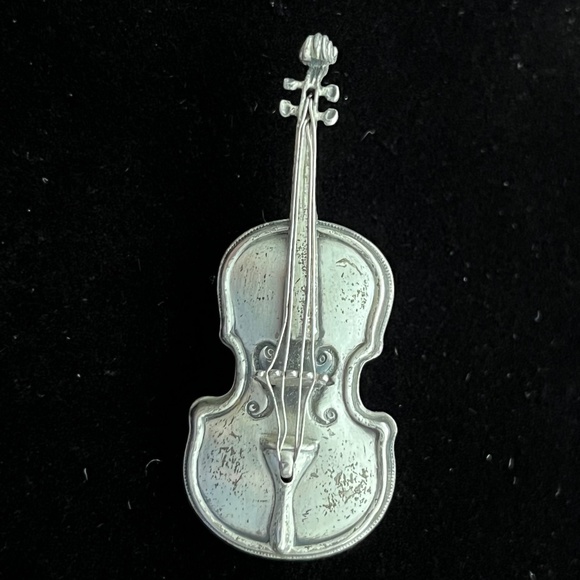 Jewelry | Vintage Sterling Violin Pin Heavy Detail Strong Metal Clasp ...